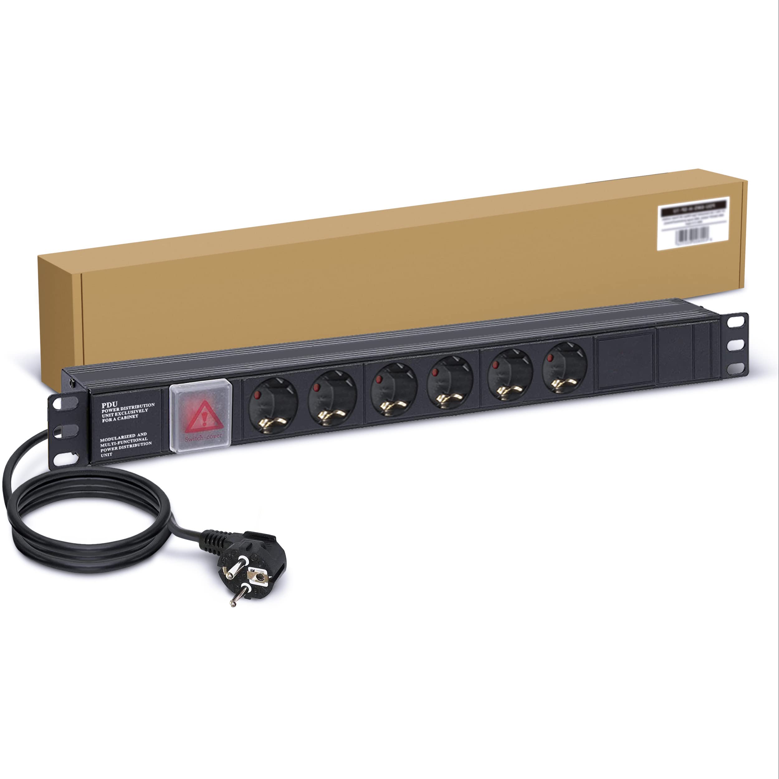 LMS Data 8 Way PDU with Vertical 16a Plug and Switch Cover Multi-Plug ...