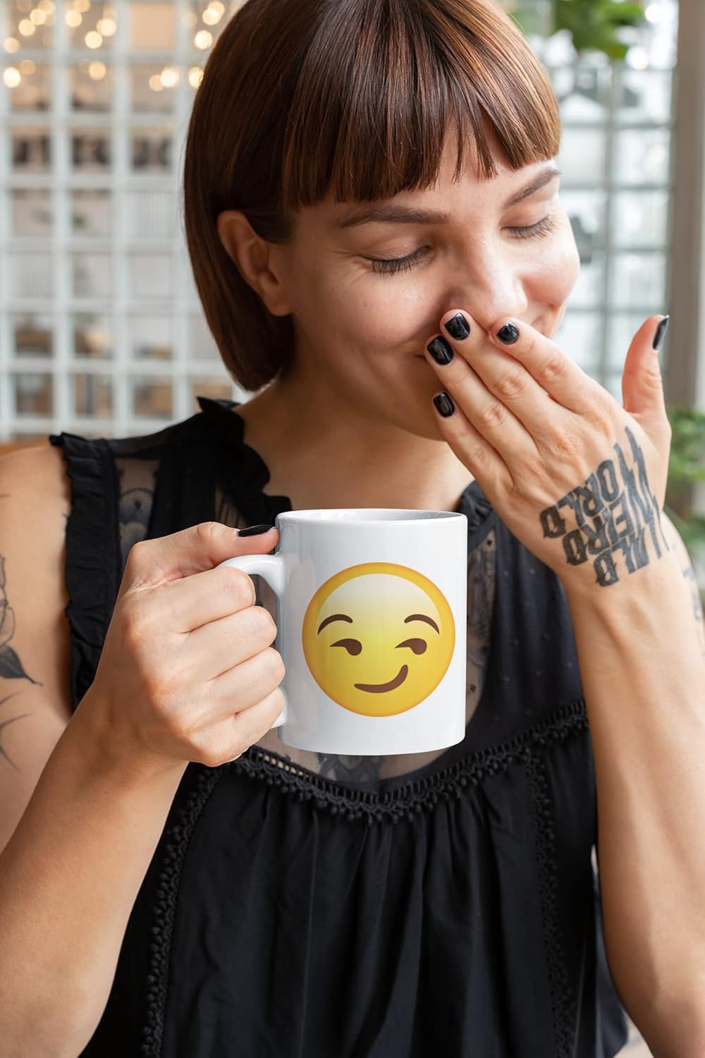 Smirking Face Textual content Picture We ship one another Espresso Mug ...