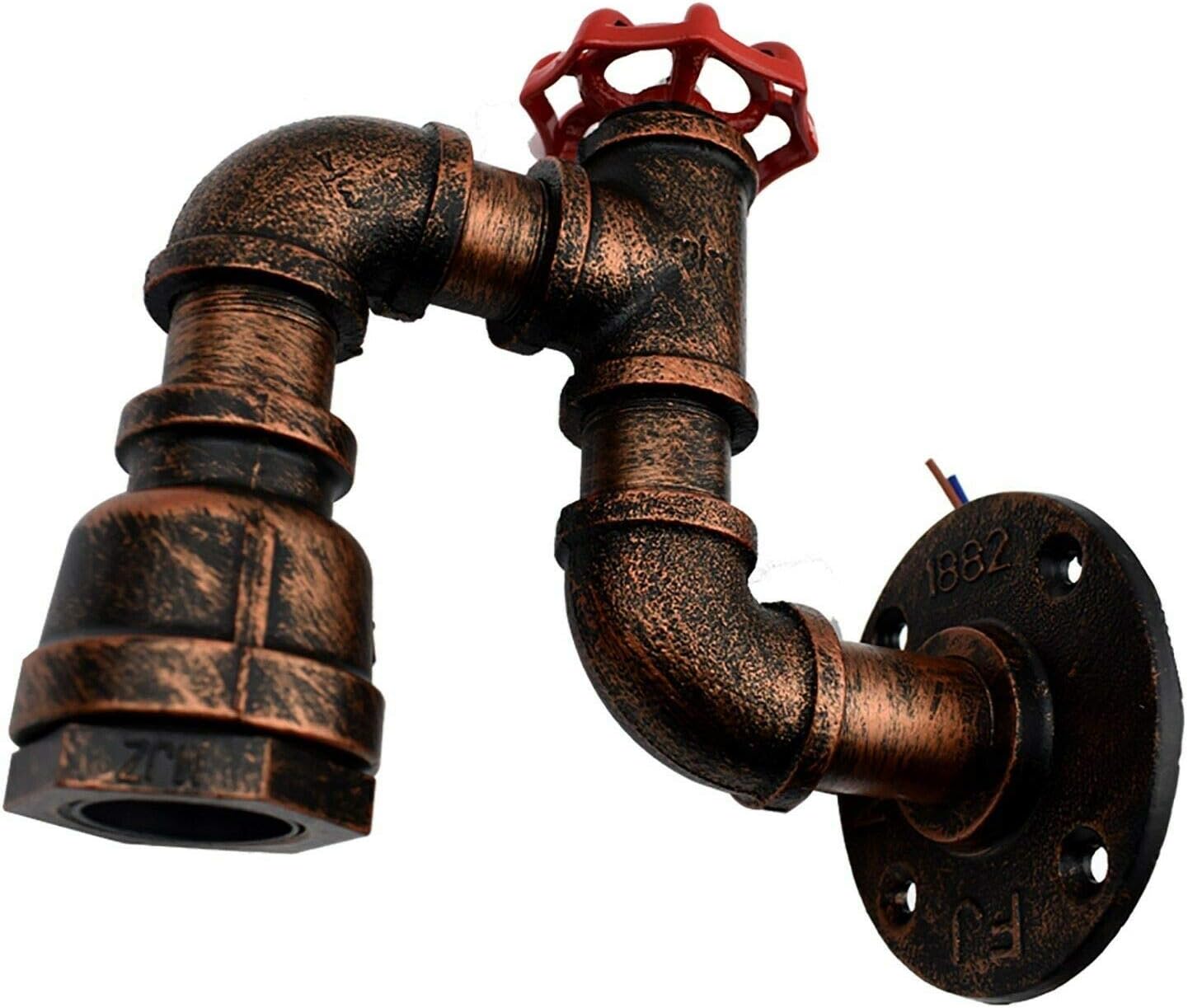 LEDSone Steampunk Industrial Wall Light – Rustic Red Vintage Metal ...