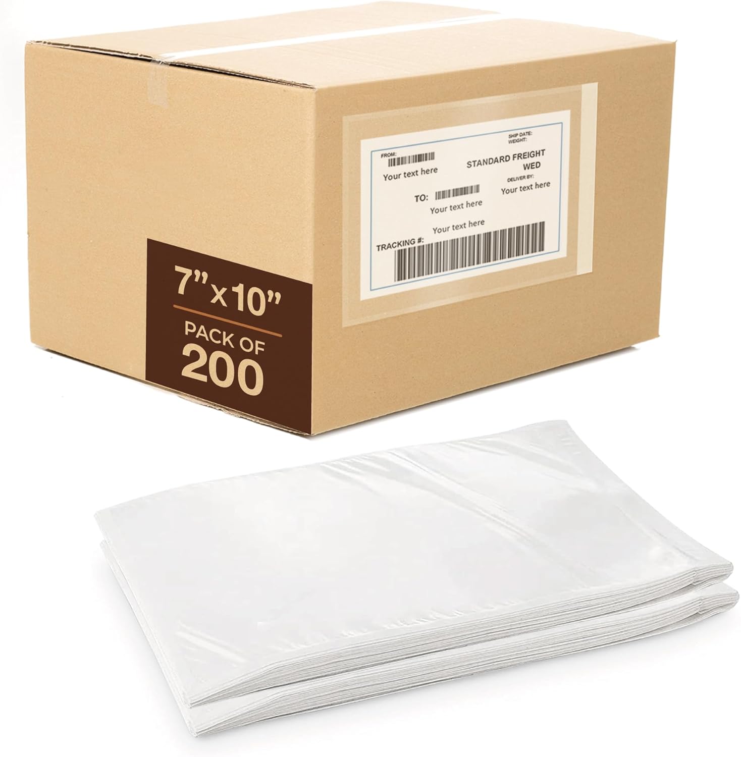 Amazon.com : 7x10 Shipping Label Sleeves 200 Pack- Strong Adhesive Back ...