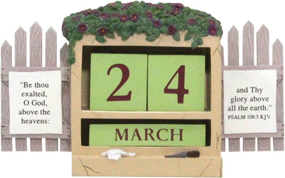 Amazon.com: DaySpring Resin Perpetual Desktop Calendar, Garden Fence ...