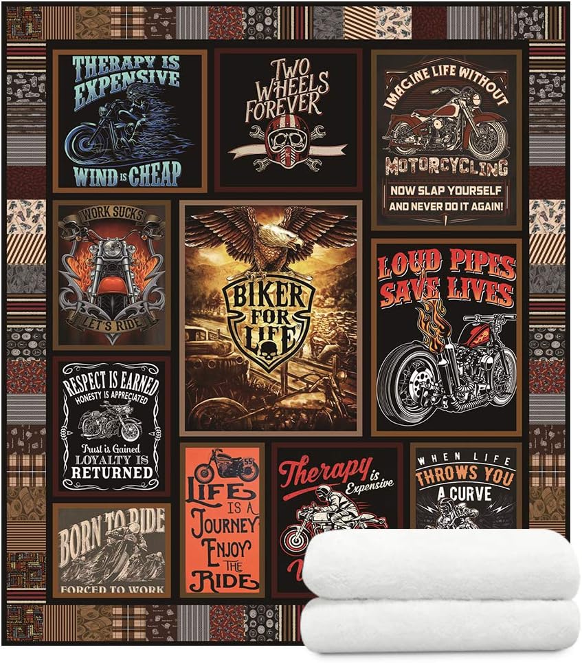 Amazon.com: YunTu Motorcycle Blanket Super Soft Sherpa Throw Blankets ...