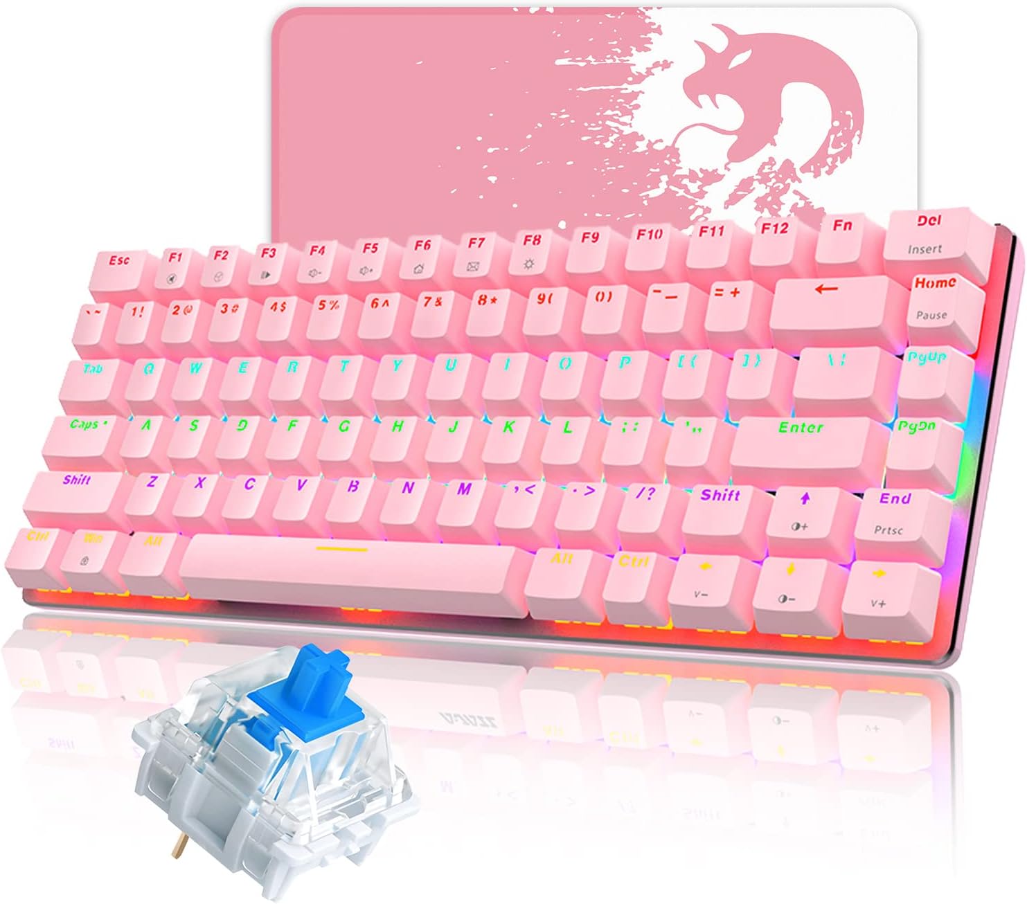 Amazon.com: FELICON Wired Mechanical Gaming Keyboard, 82 Keys Compact ...