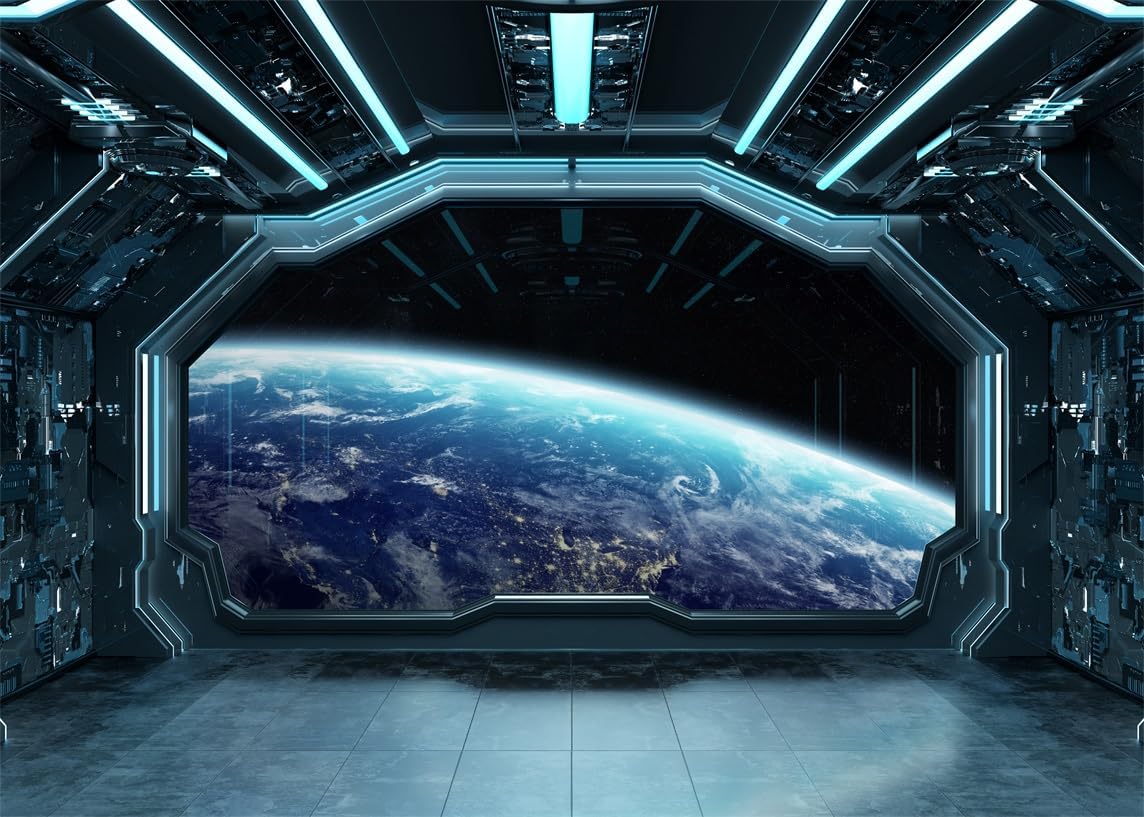 Amazon.com : BELECO 5x3ft Fabric Spaceship Futuristic Interior Backdrop ...