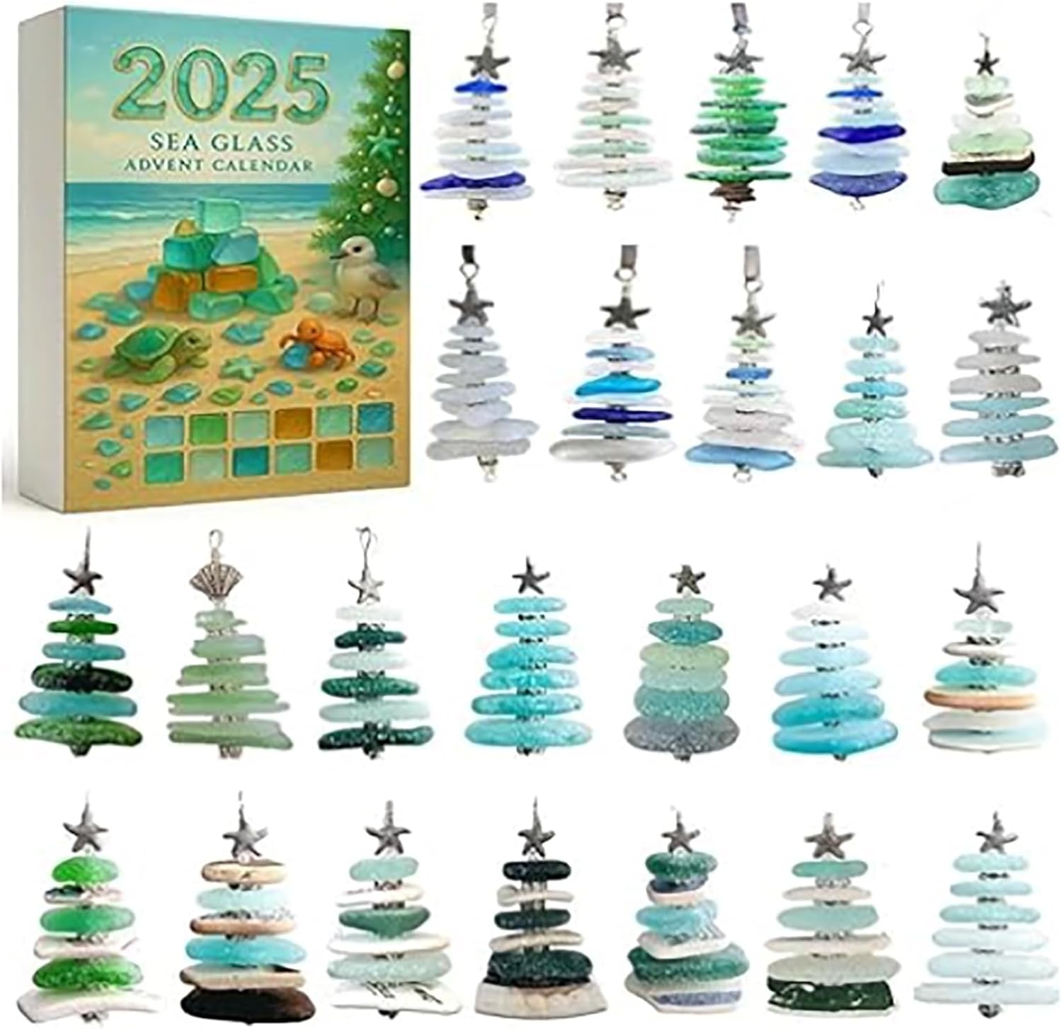 Amazon.com: Sea Glass Christmas Tree Advent Calendar, 24 Days of Ocean ...