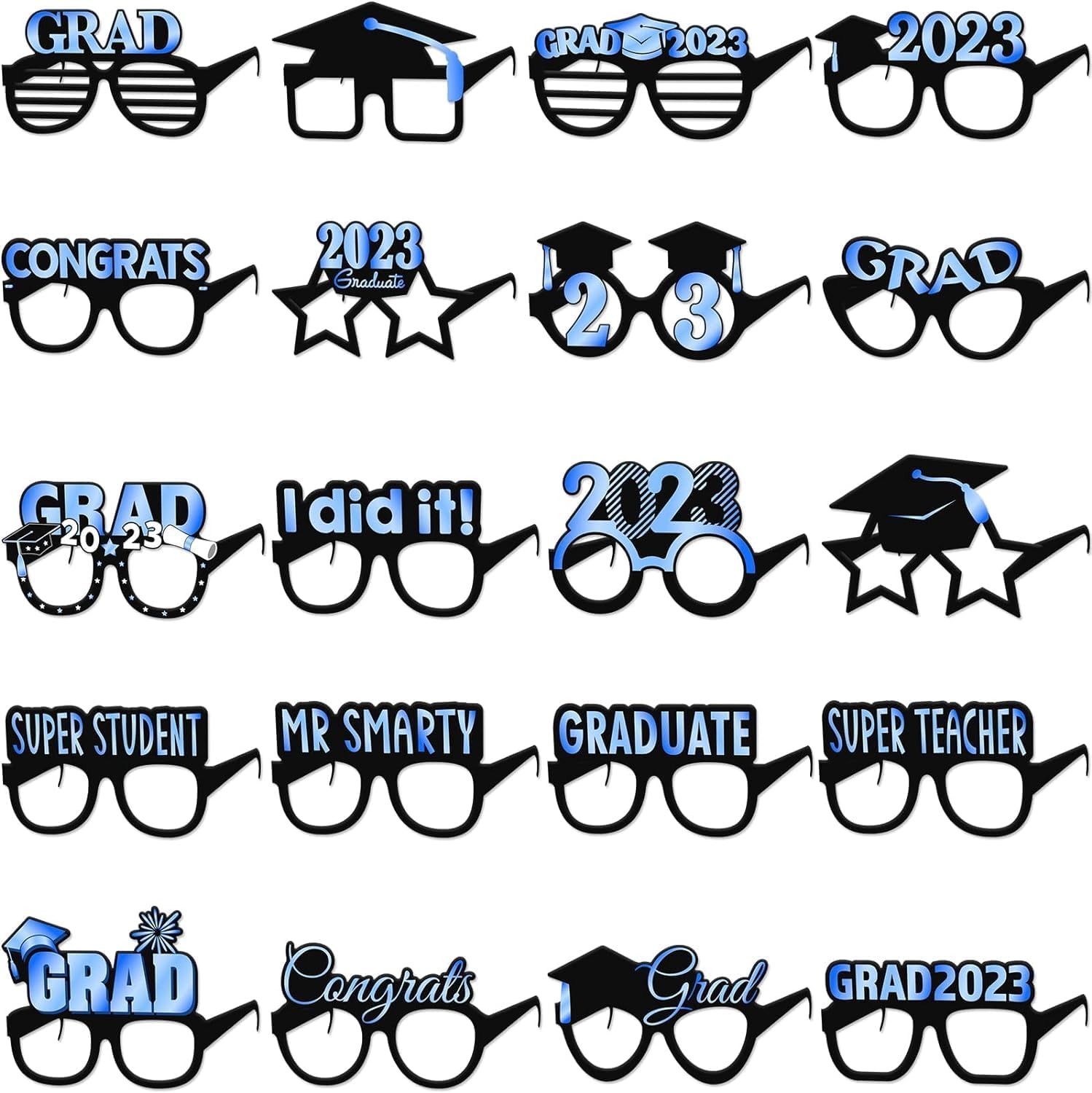 Amazon.com: PixiPy 2023 Graduation Photo Booth Props Glasses - 20-Pack ...