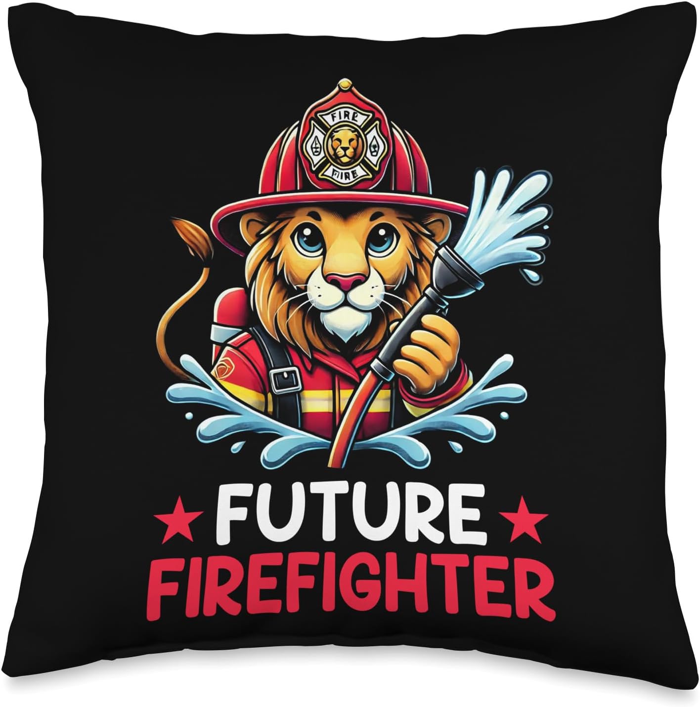 Amazon.com: Cartoon Lion Fireman Future Firefighter Throw Pillow : Home ...