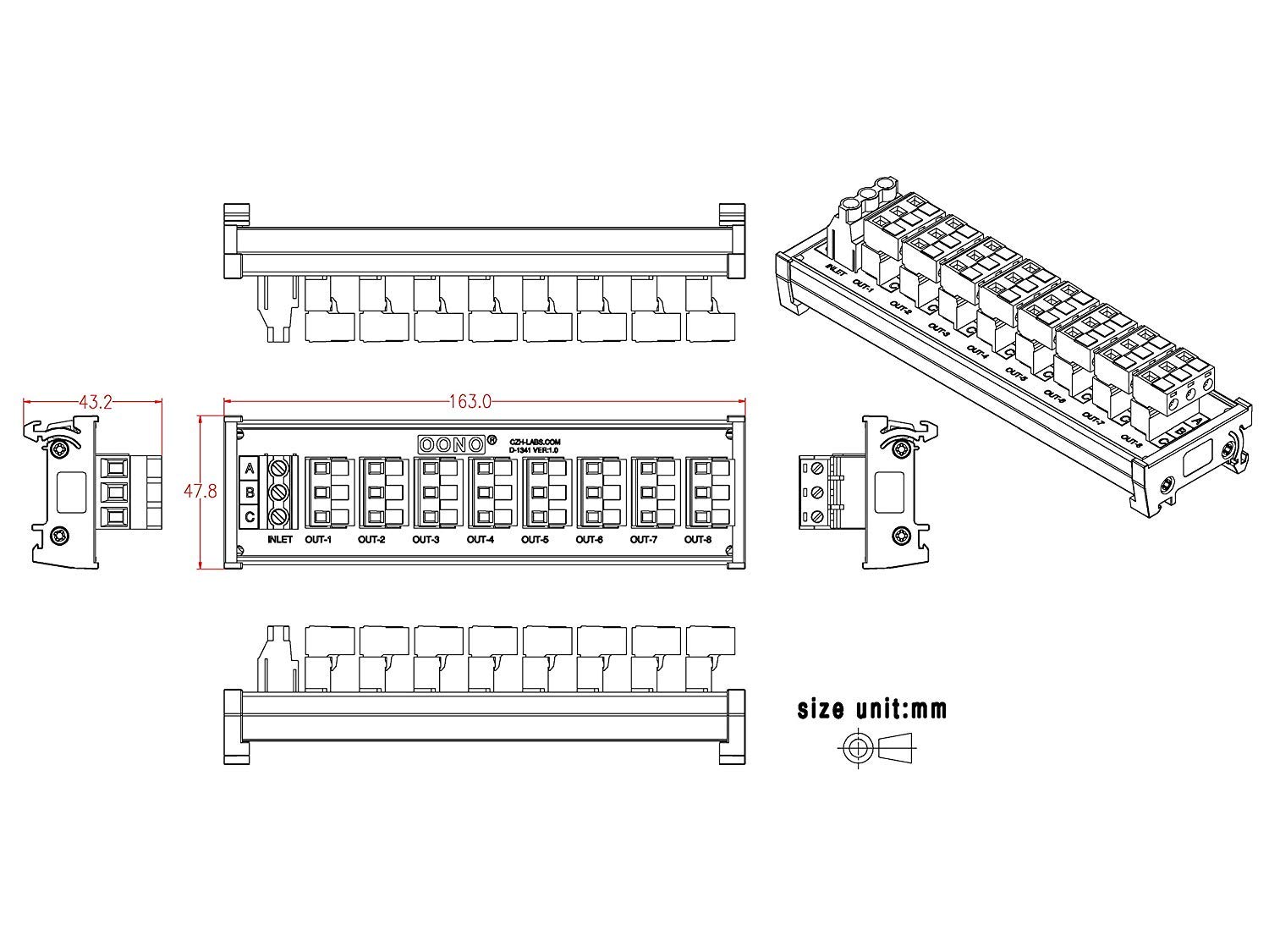 Snapklik.com : DIN Rail Mount 30A/300V 8x3 Position Pluggable Terminal ...