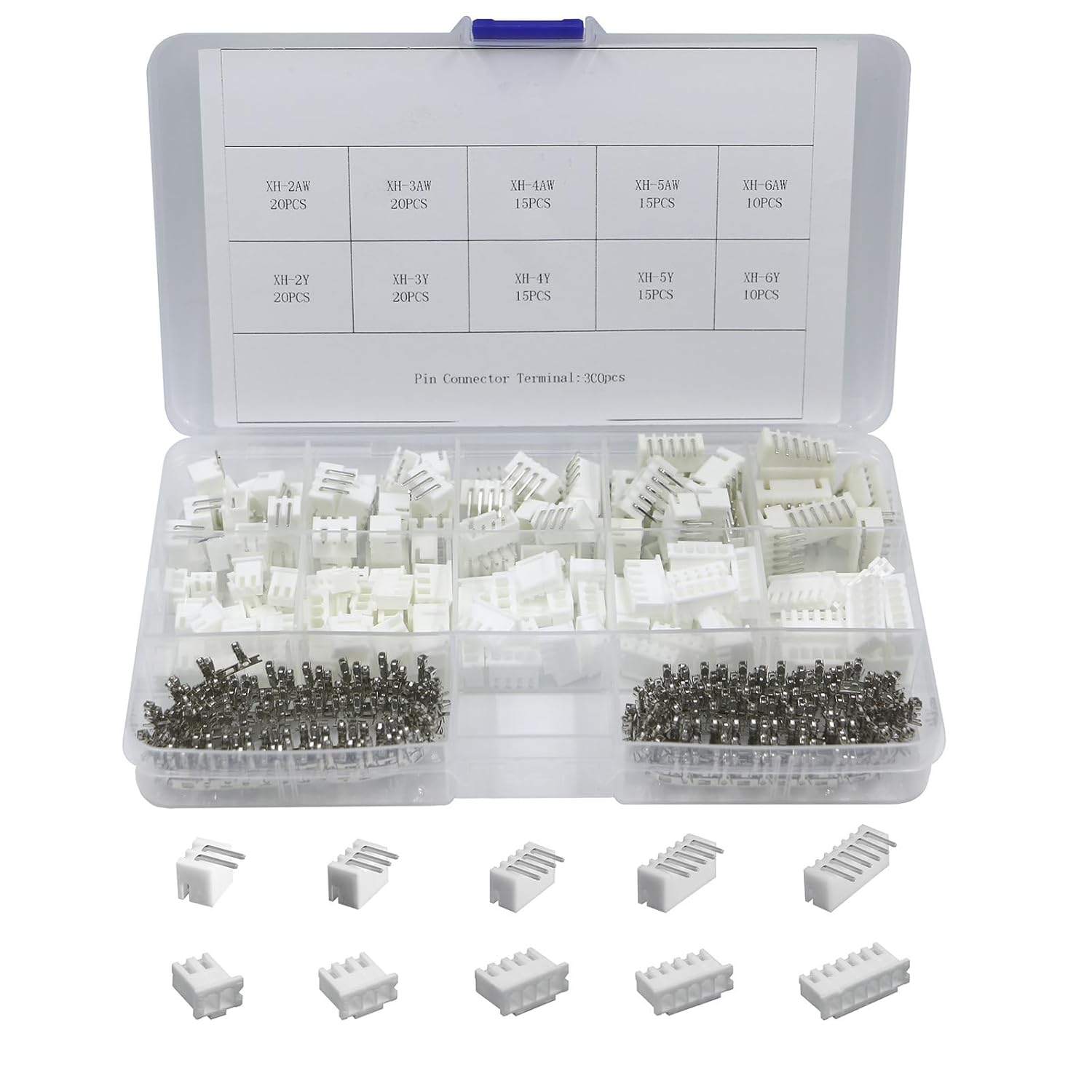 460-Piece XH 2.54mm Connector Kit 2p 3p 4p 5p 6 P Bent Male Plugs ...