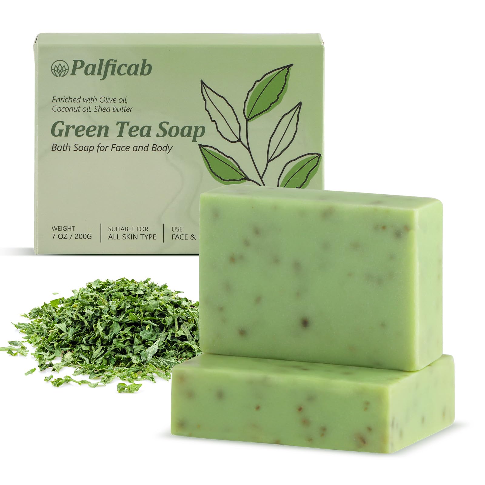 Amazon.com : PALFICAB Green Tea Soap Bar with Coconut Oil, Shea Butter ...