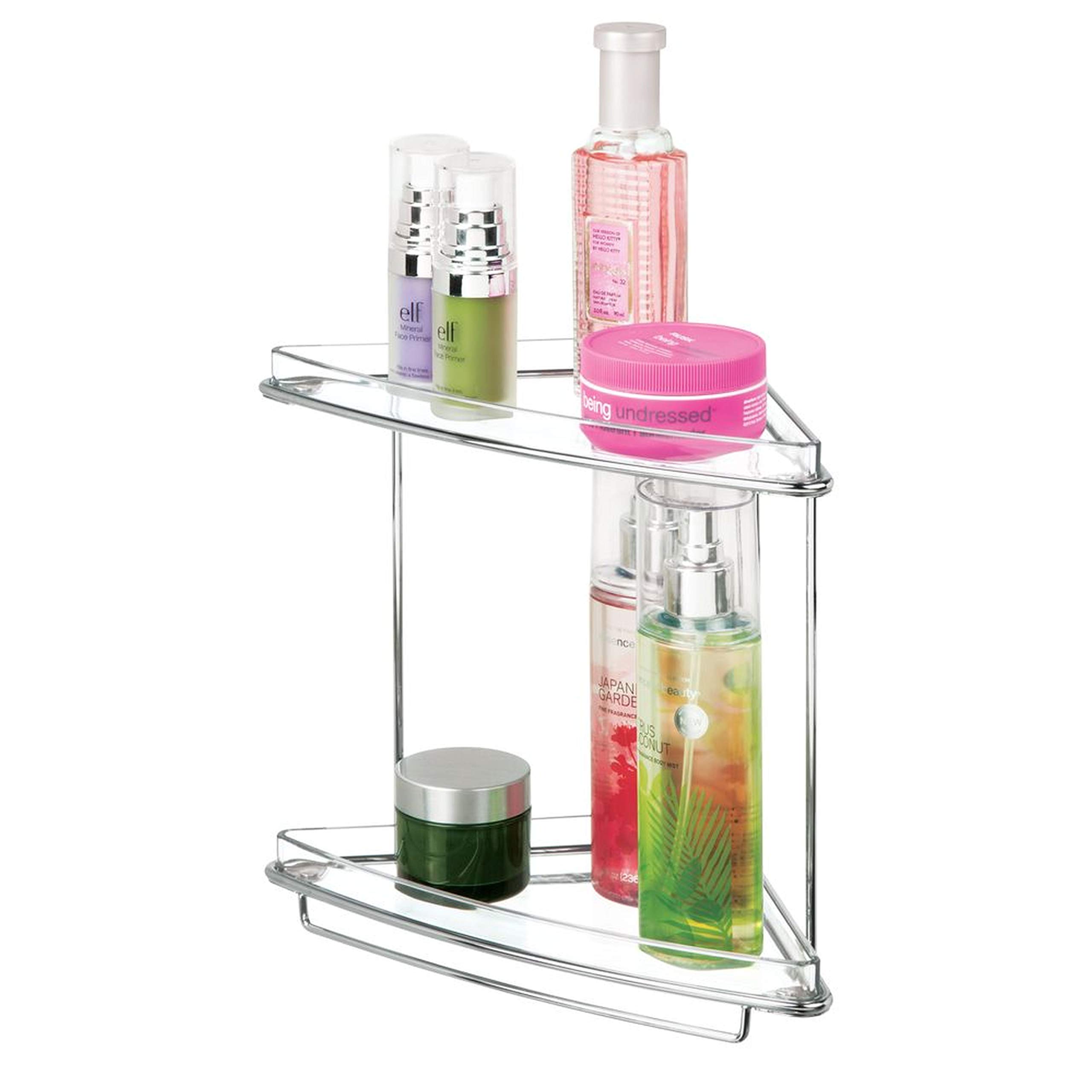 InterDesign Luci Bathroom Corner Shelf Unit, 2-Tier Corner Shelves ...