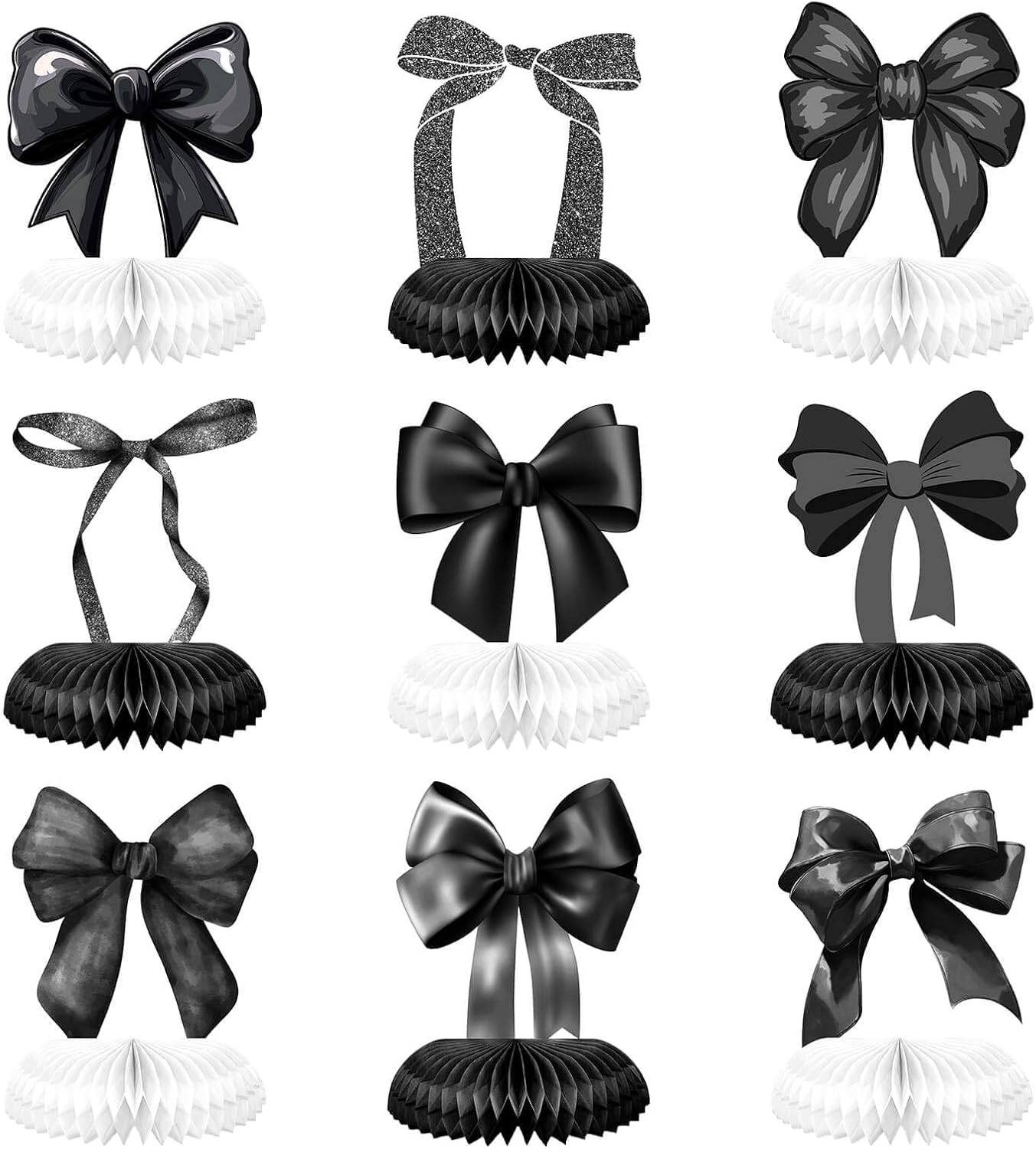 Amazon.com: 9 Pieces Black Bow Honeycomb Centerpieces Dark Theme Hen ...