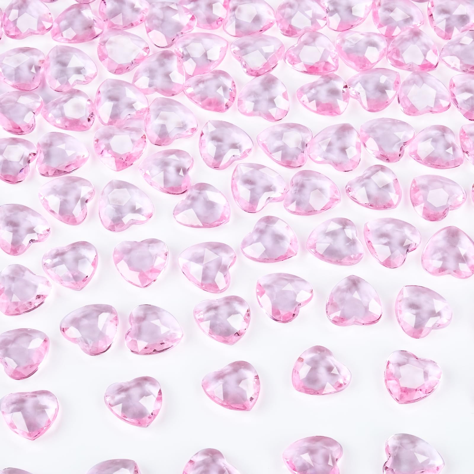 Amazon.com: Fangoo 110 Pieces Pink Acrylic Heart Pink Heart Gems ...