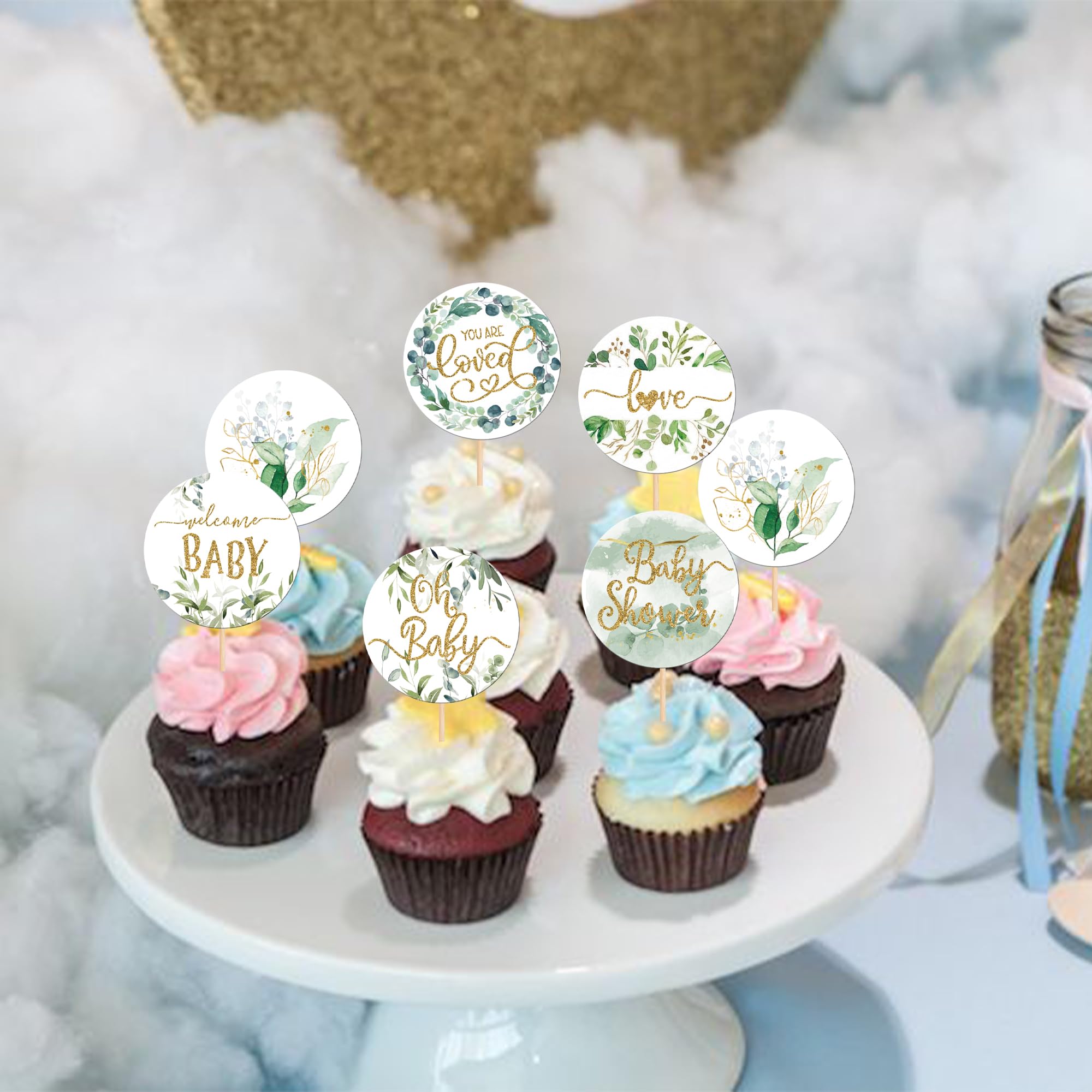 Adoption Baby Shower Cupcake Toppers 36PCS Winter Woodland Birthday