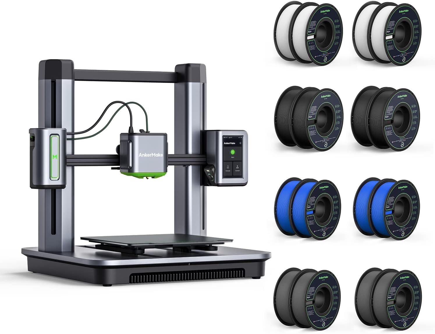 The AnkerMake M5 3D Printer Bundle Comes with 16 kg of AnkerMake PLA+ Filament, Including a 4 ...