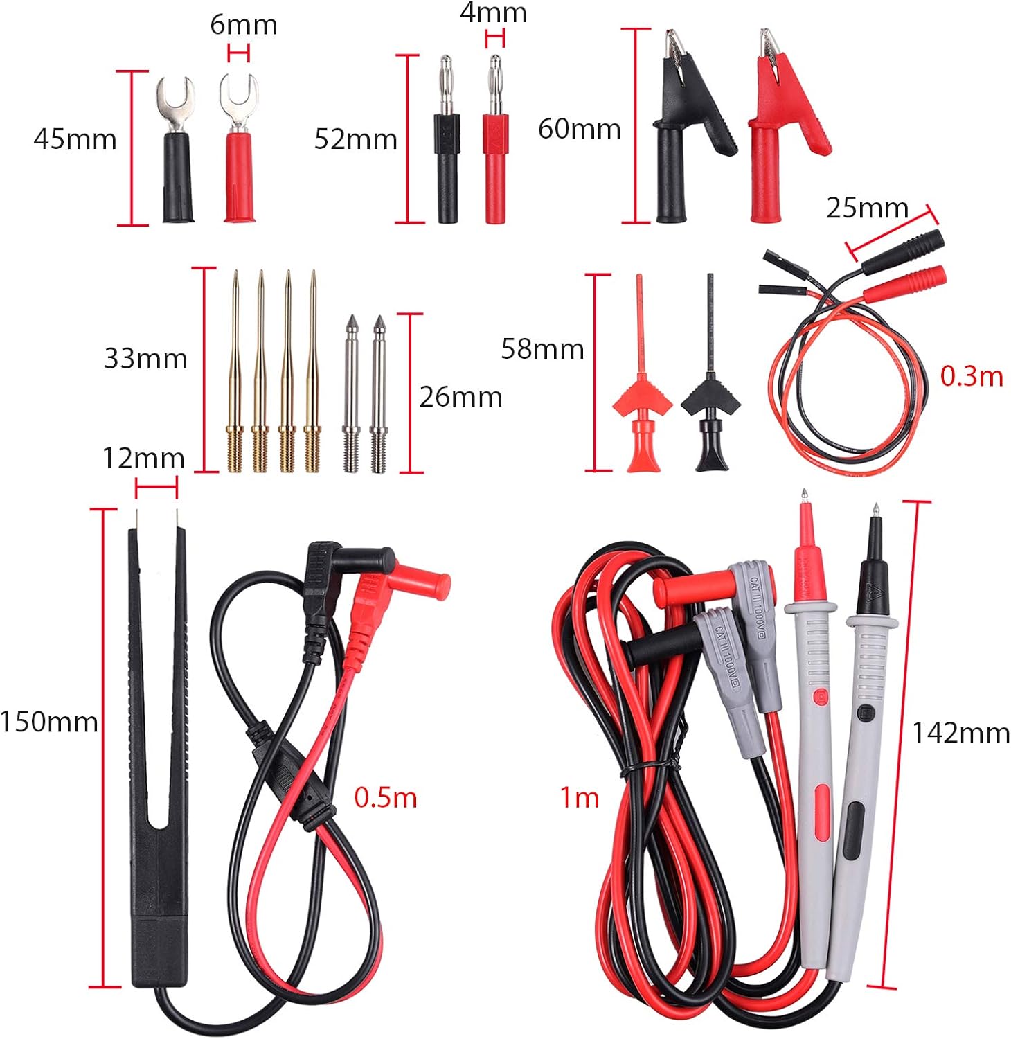 Multi Test Leads Kit, 21 in-1 Electrical Multimeter Test Lead With ...
