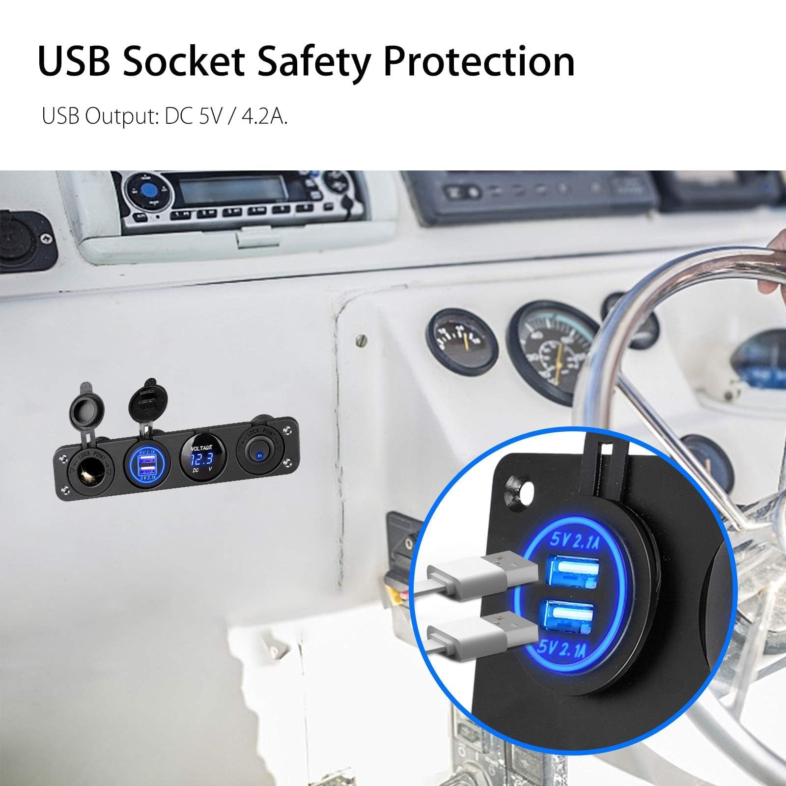 Snapklik.com : 4 In 1 Charger Socket Panel, Dual 2.1A USB A Ports ...
