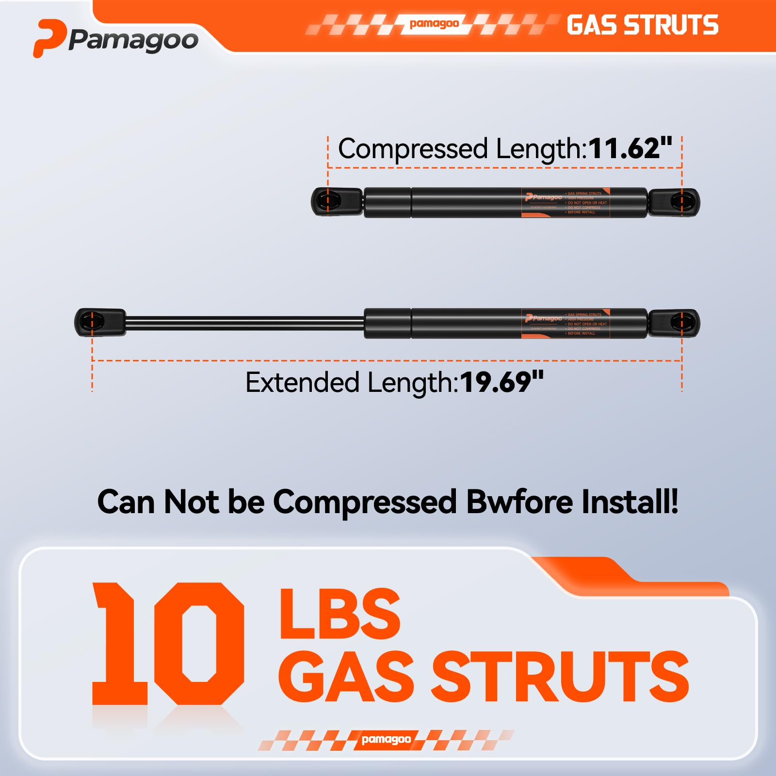 Snapklik.com : PAMAGOO 20 Inch Gas Shock 10 Lbs Per Prop, Gas Spring ...
