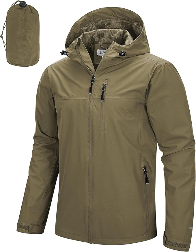 Amazon.com: 33,000ft Men's Packable Rain Jacket Lightweight Rain Shell ...