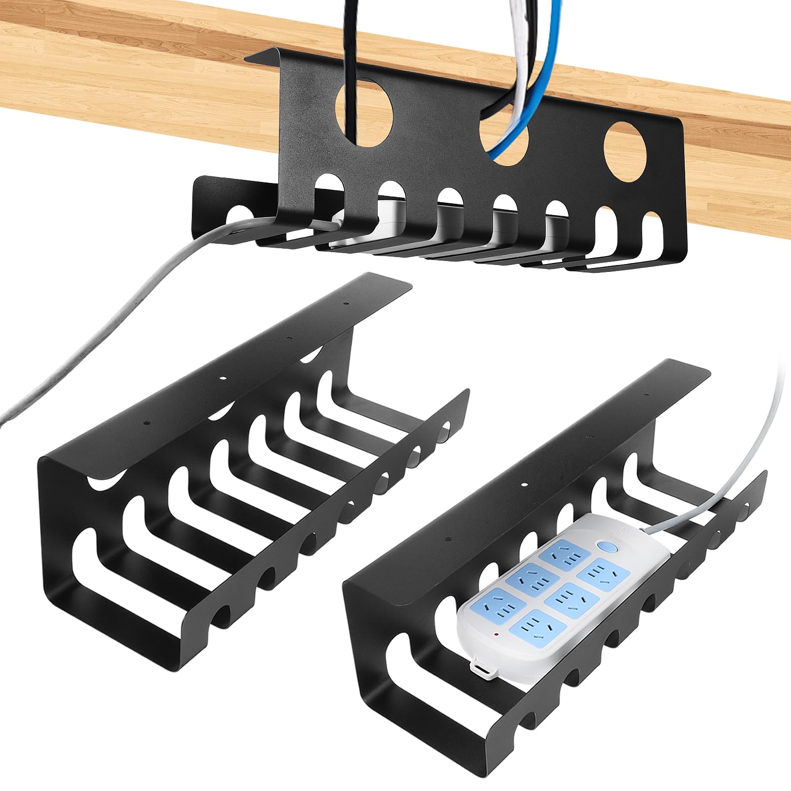 Snapklik.com : 2 Pack Metal Cable Management Under Desk U-Channel ...