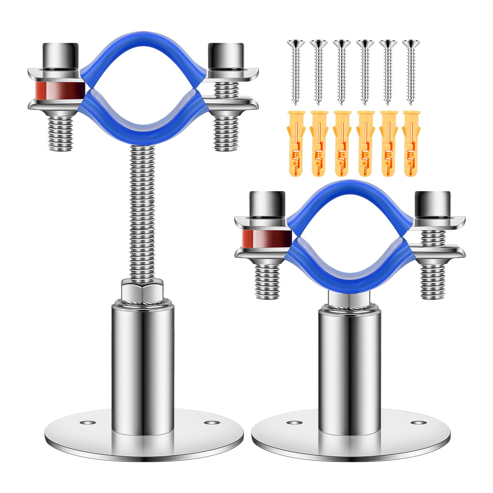 Pipe Clamps WYSIWYKA 2PCS 304 Stainless Steel Wall Ceiling Mount Pipe ...