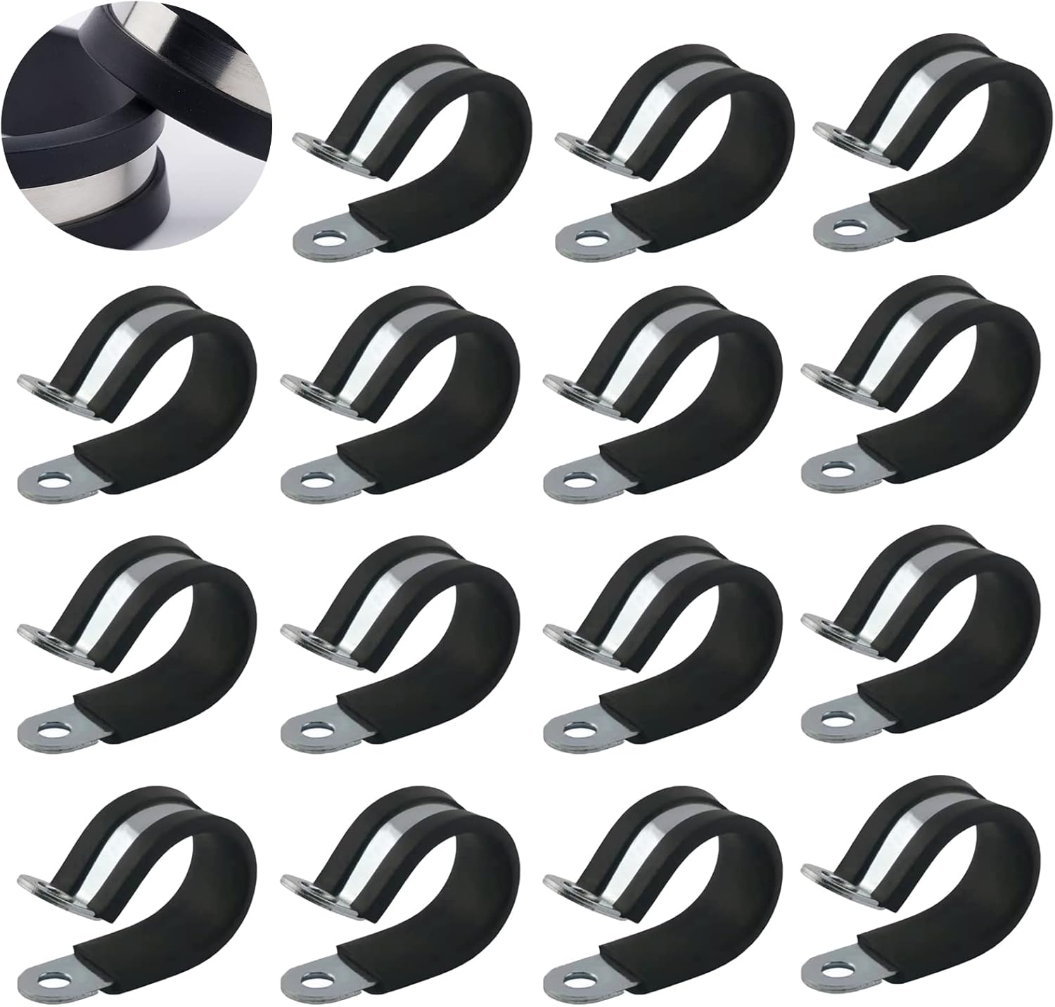 Ruikdly 15 Pcs 30mm Pipe Clamps with Rubber Insert, 304 Stainless Steel ...