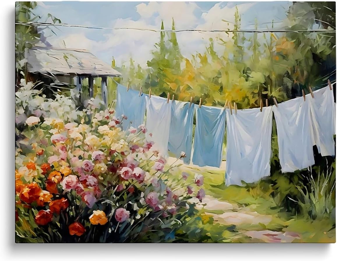 Amazon.com: Laundry On A Line Horizontal Poster,Laundry Still Life Art ...