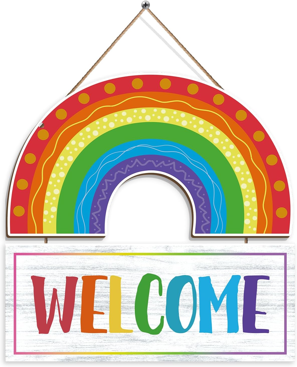 Amazon.com: Rainbow Welcome Wood Sign for Front Door Home Based Sign ...