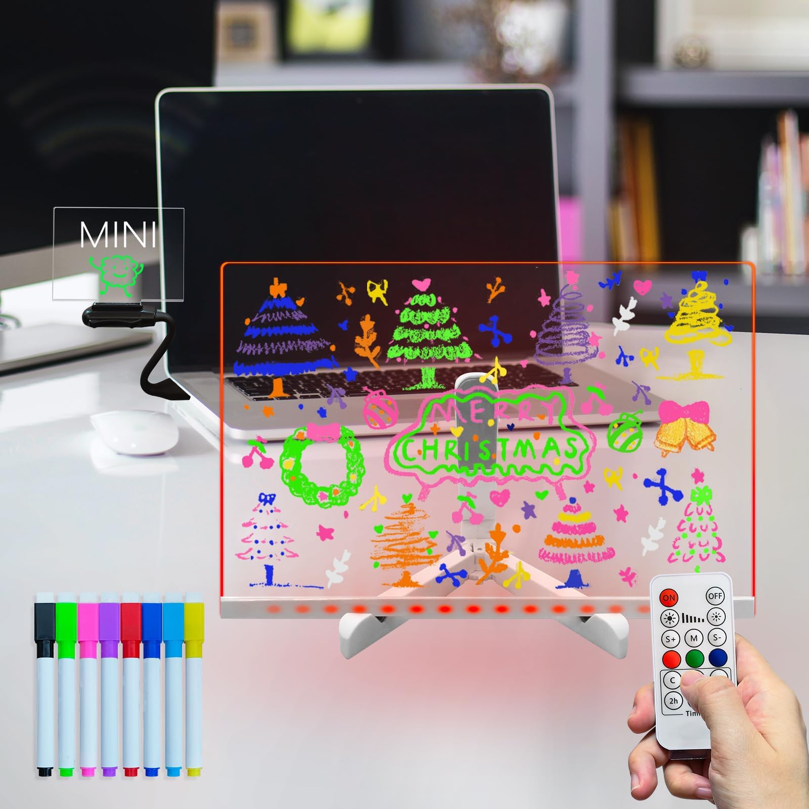 Amazon.com: LED Note Board with Colors 11.8" x 7.9", Acrylic Dry Erase ...