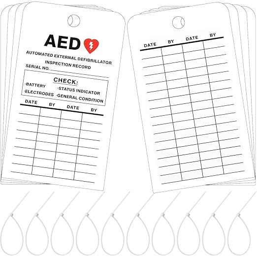 Ireer 100 Pcs AED Inspection Tags Automated External Defibrillator ...