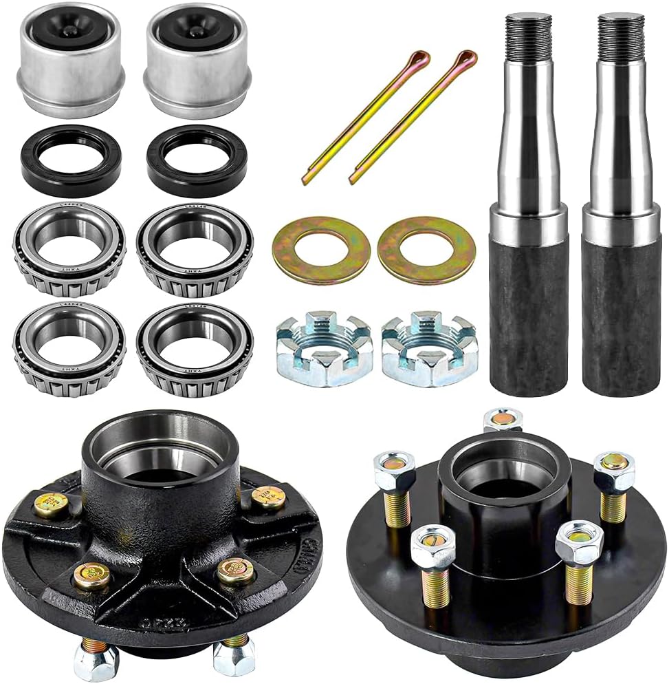 Amazon.com: FKG Trailer Hub Spindle Kit 5 Bolt on 4.5" Bolt Circle Fit ...
