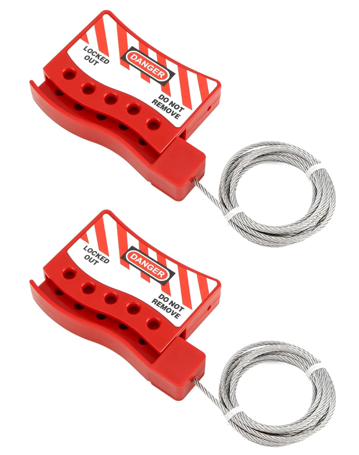 QWORK Lockout Tagout Cable Lock, 2 Pack Adjustable Steel Vinyl Coated ...
