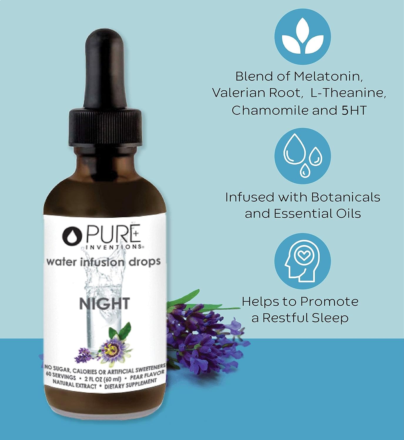 Pure Inventions Night – Sabor a pera – Gotas de infusión de agua – Sin ...