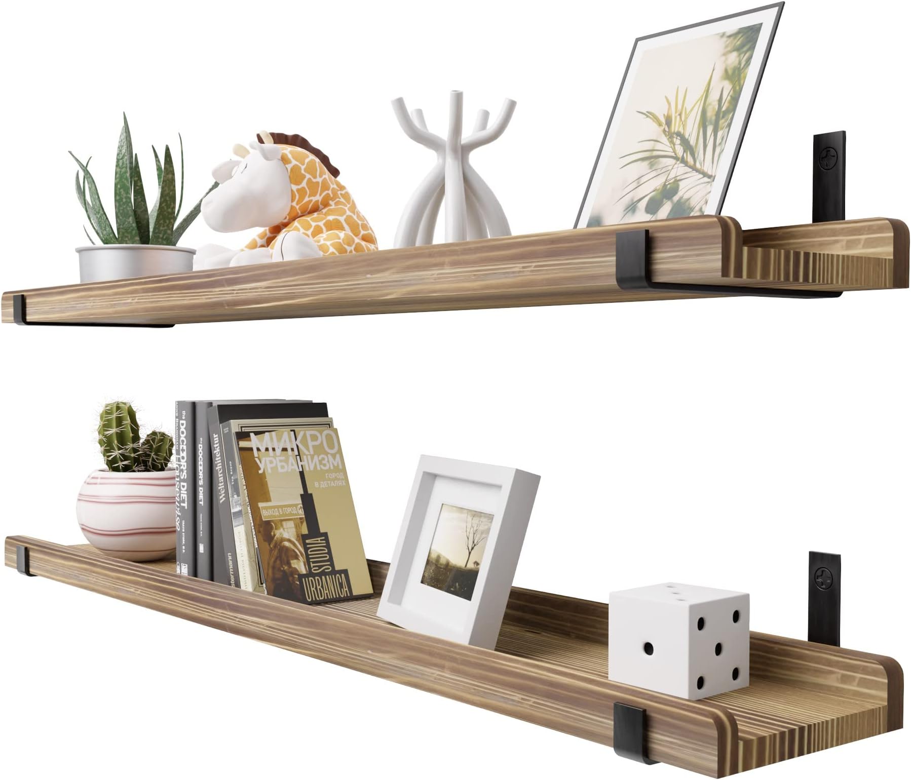 Amazon.com: Pine Natural Wood Floating Shelves With Lip, 36 Inches Long ...