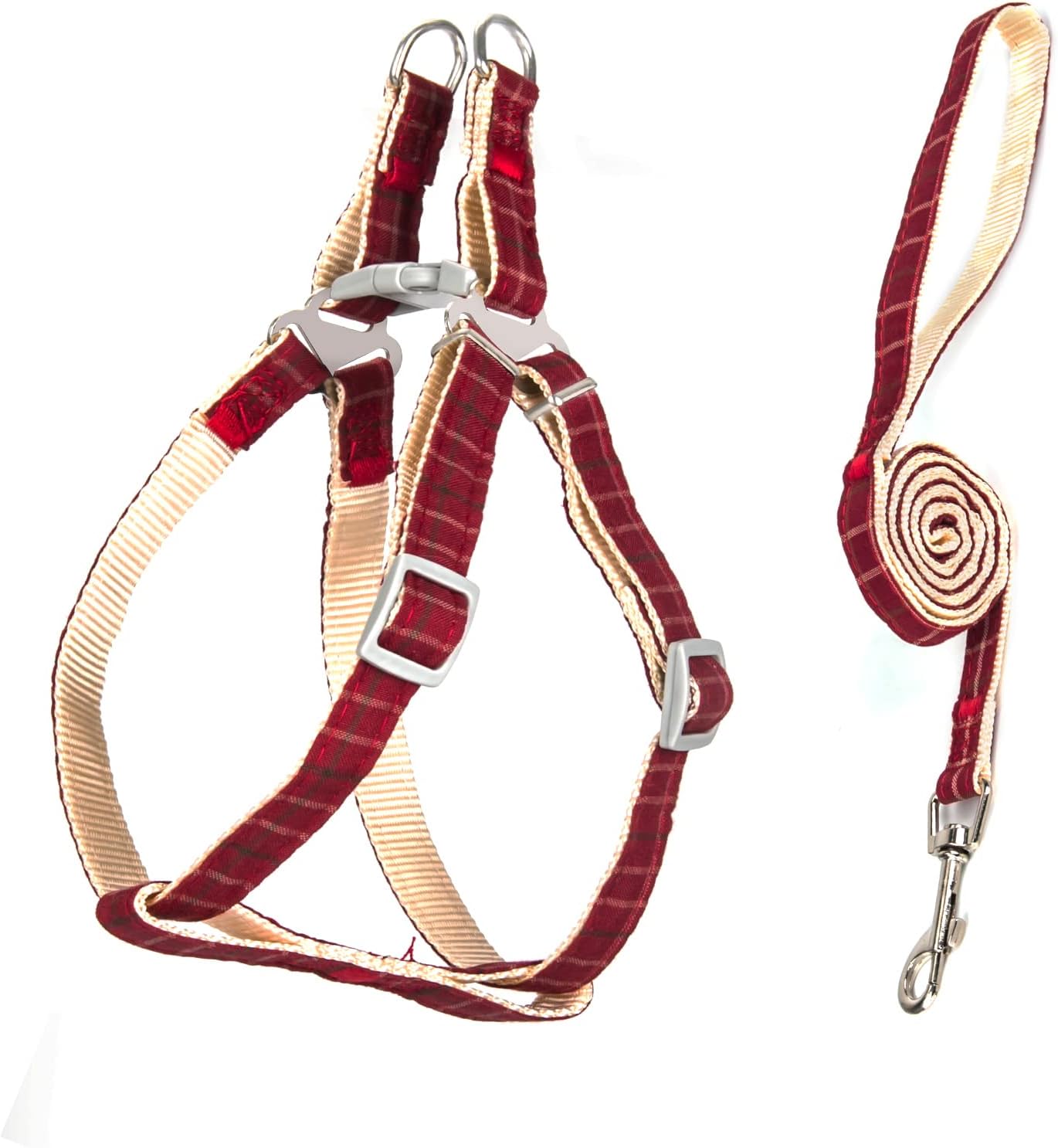 Dog Harness and Leash Set, Plaid Pattern Puppy Harness, Escape Proof ...