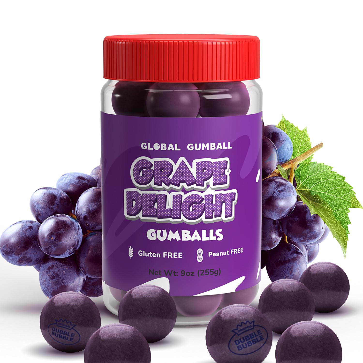 Amazon.com : Gumballs in Jar - 1 Inch Large Gumballs - Grape Doubble ...