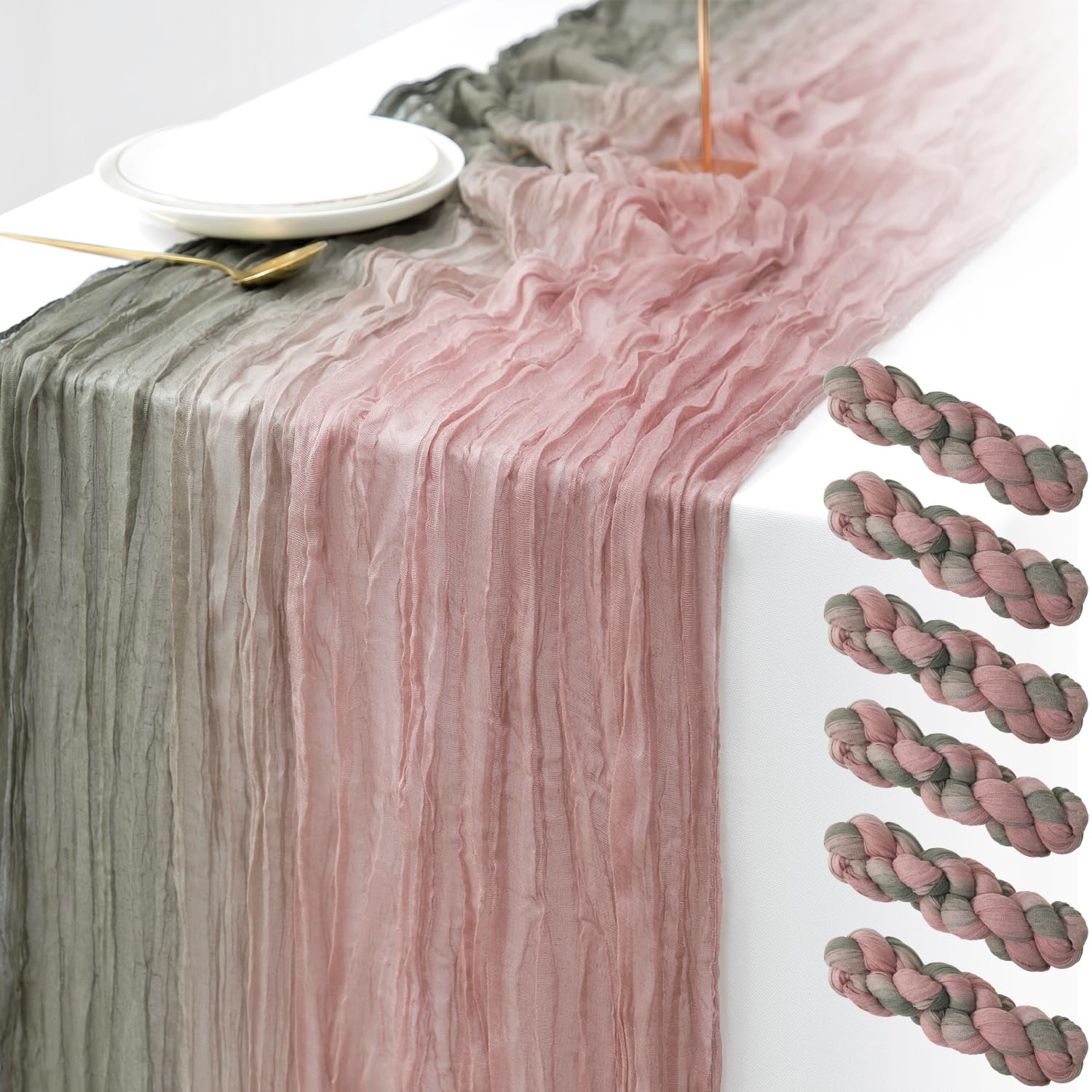 Amazon.com: 6 Pack Cheesecloth Table Runners 10Ft Boho Gauze Table ...