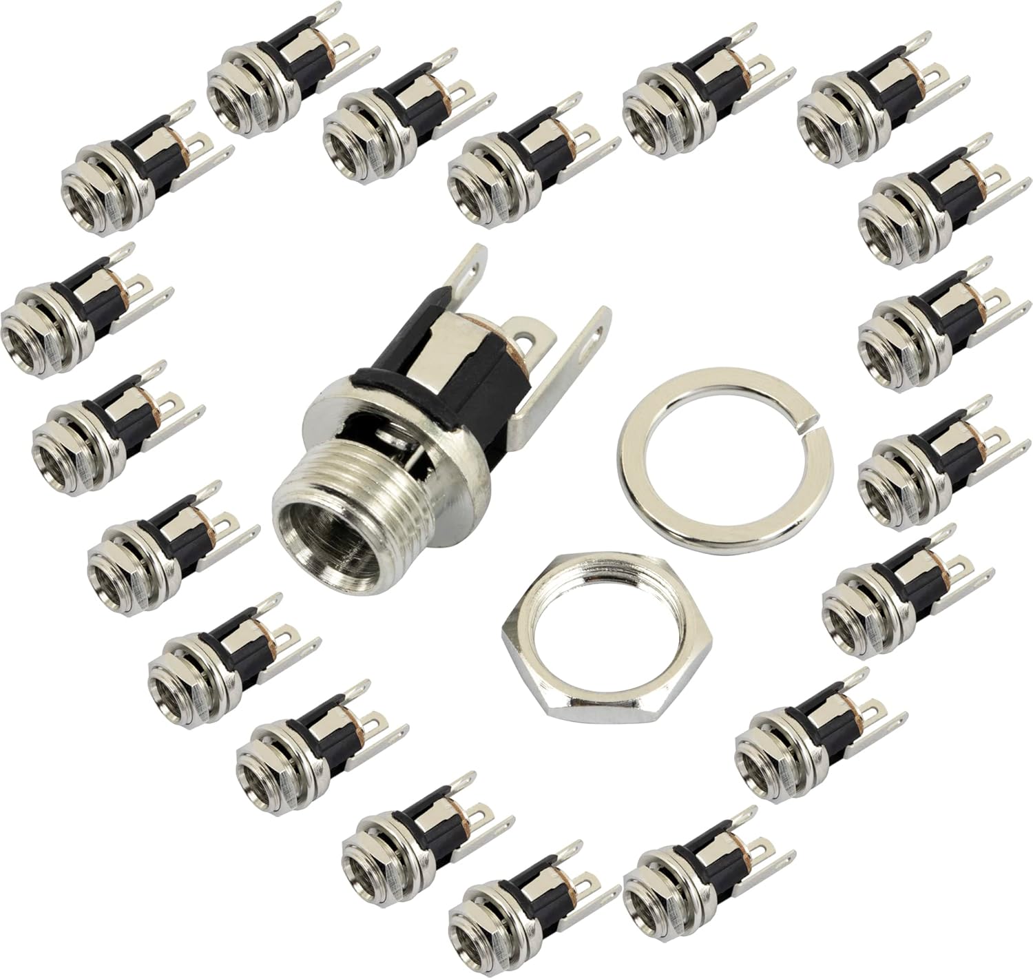 Amazon.com: Jujinglobal 5.5mm x 2.1mm DC 2.0 Power Jack Panel Mount ...