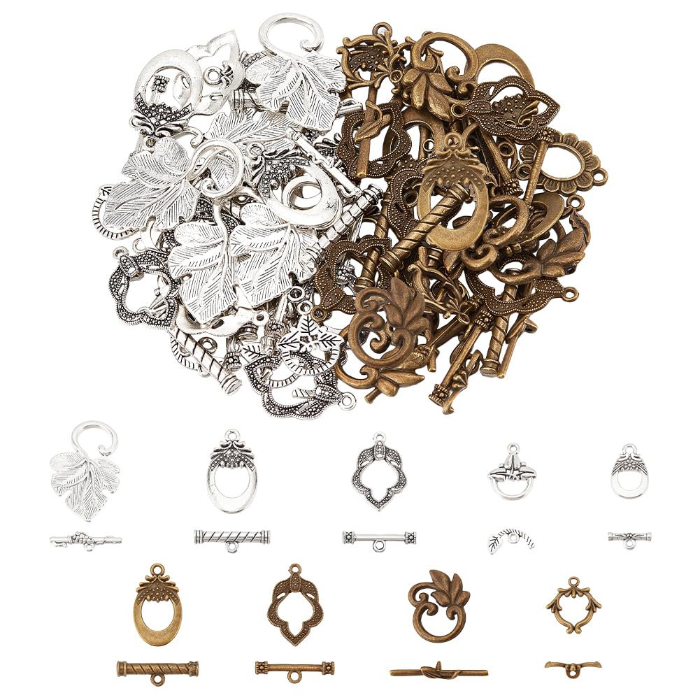 Amazon.com: PH PandaHall 54 Sets 9 Styles Toggle Clasps, Tibetan ...