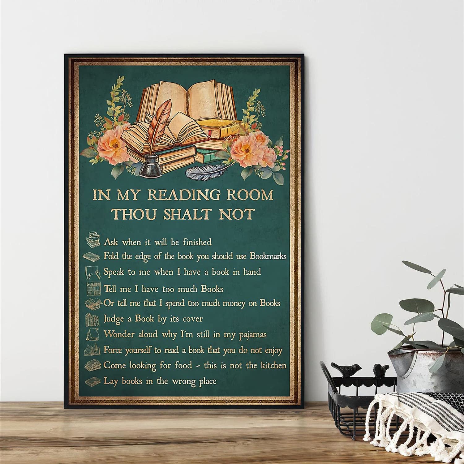 Amazon.com: Curteny Vintage Metal Tin Sign Reading Room Rules Poster ...