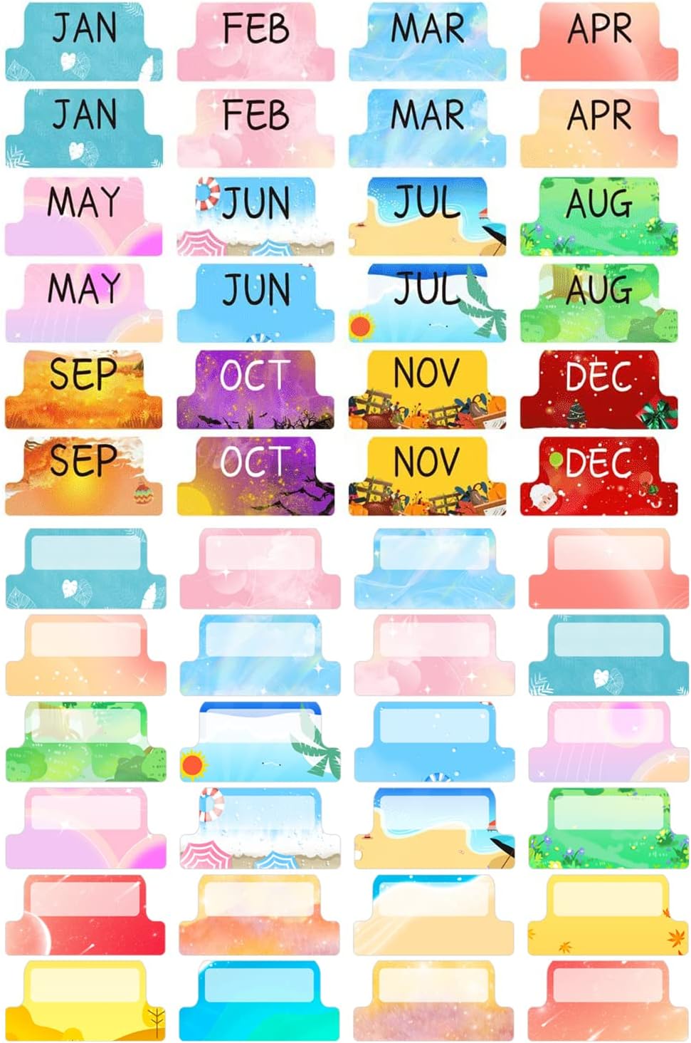Amazon.com : 48 Pieces Colorful Monthly Adhesive Tabs, 2 Sheets Monthly ...