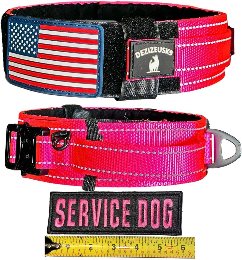 Amazon.com : Dog Collar for Large Dogs - Neon Pink Tactical Dog Collar ...