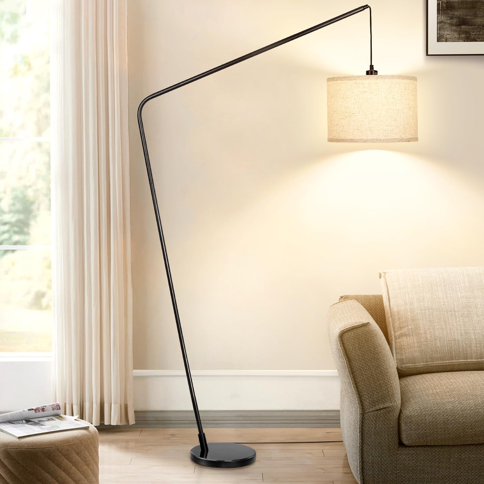 Modern Floor Lamp for Living Room Bedroom, Black Marble Base Standing ...