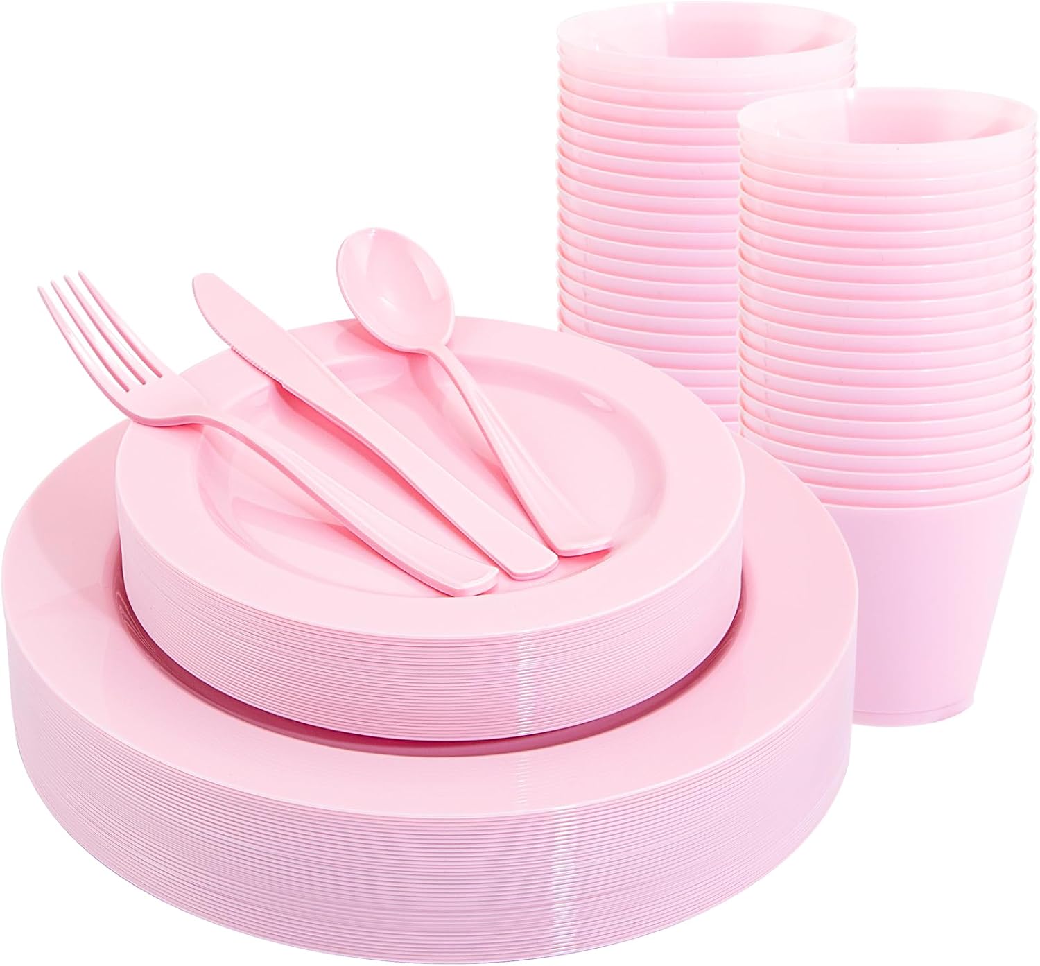 Amazon.com: KIRE 150 Pieces Pink Plastic Plates Disposable - Pink ...