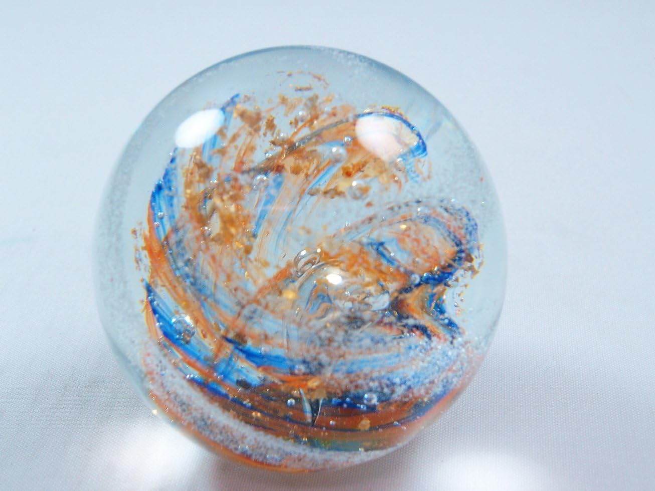 Murano Design Mystic Bubble Floating in Sea of Golden Sand Paperweight ...