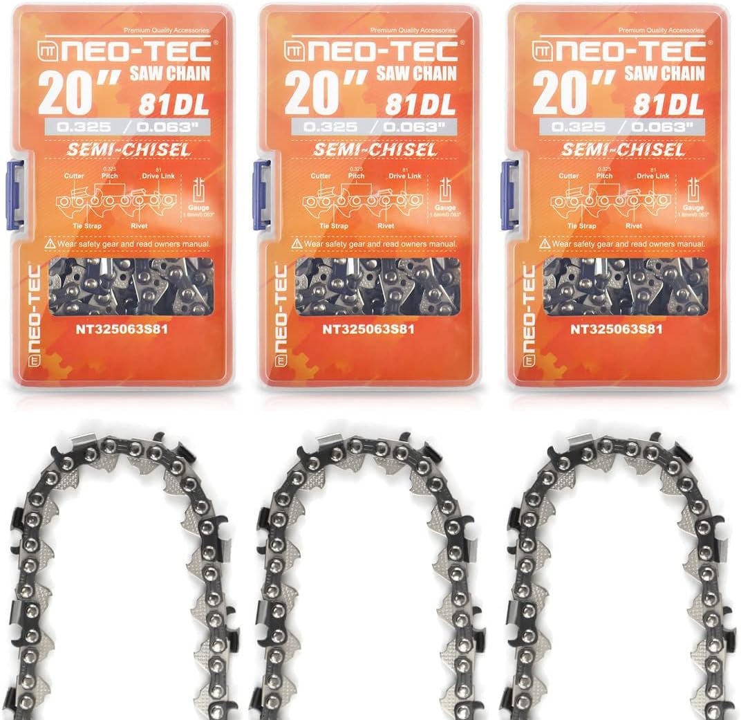 Amazon.com : NEOTEC 3 Packs 20 Inch Chainsaw Chain Semi Chisel 0.325 ...