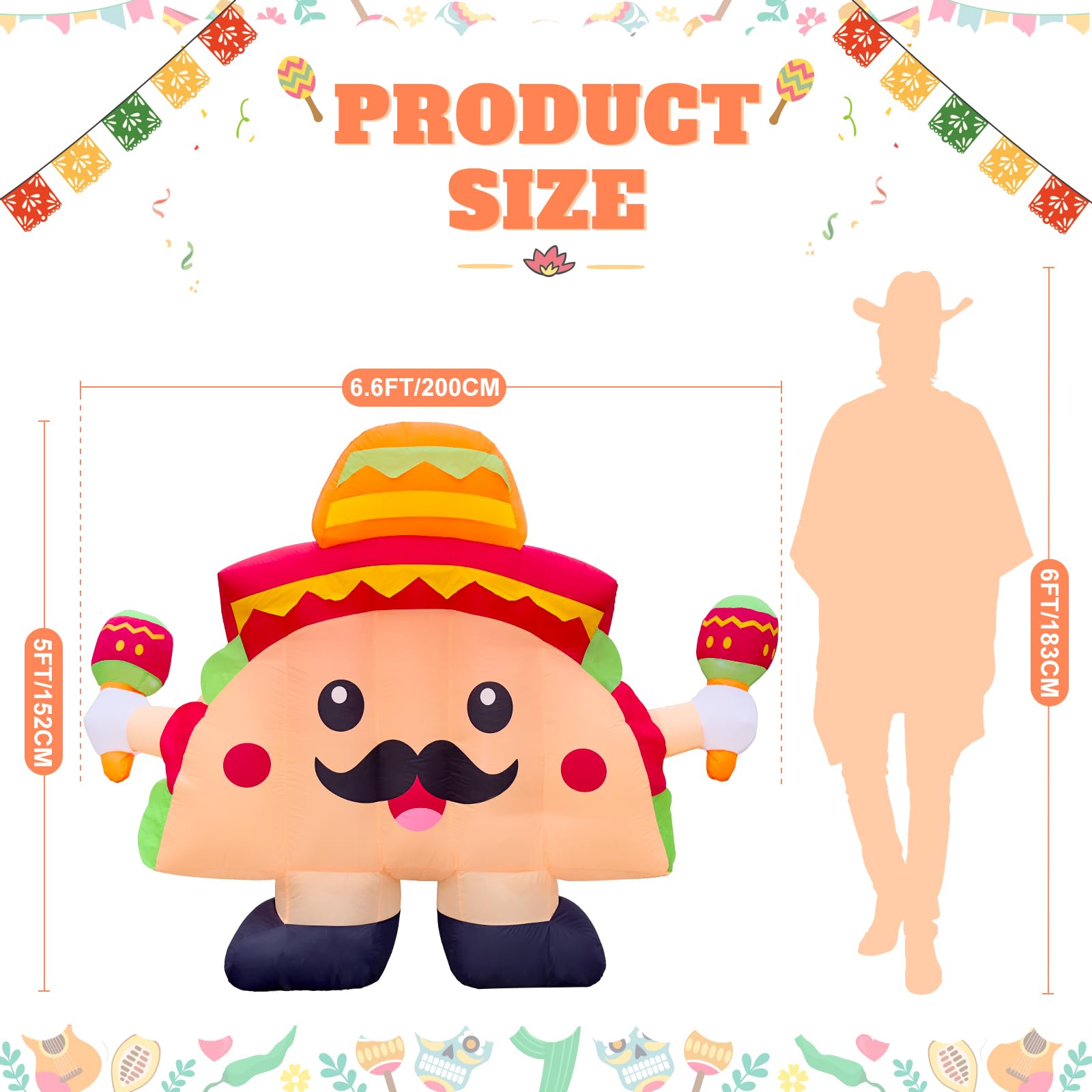 Snapklik.com : AerWo 6.6FT Cinco De Mayo Inflatables Taco Mexican Party ...