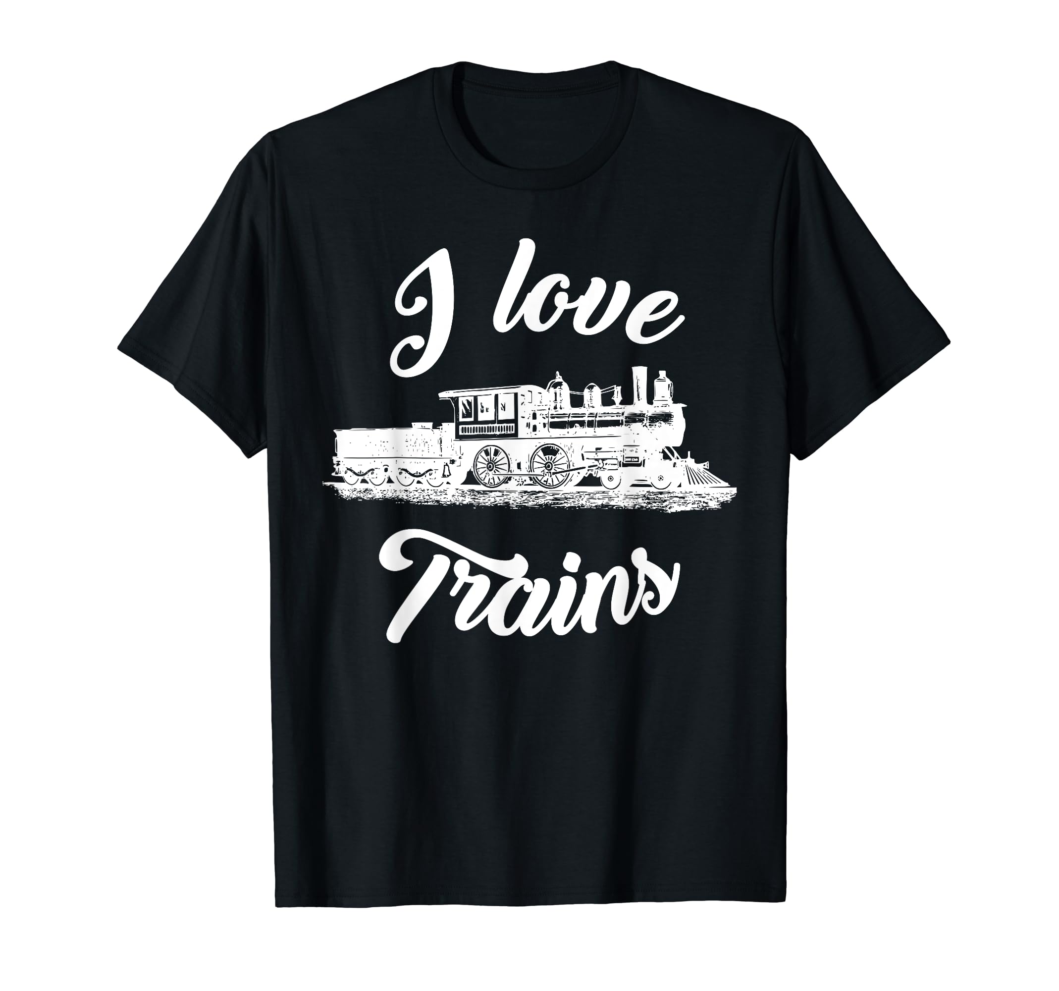 Amazon.com: I Love Trains Locomotive T-Shirt Vintage Steam Engine Train ...