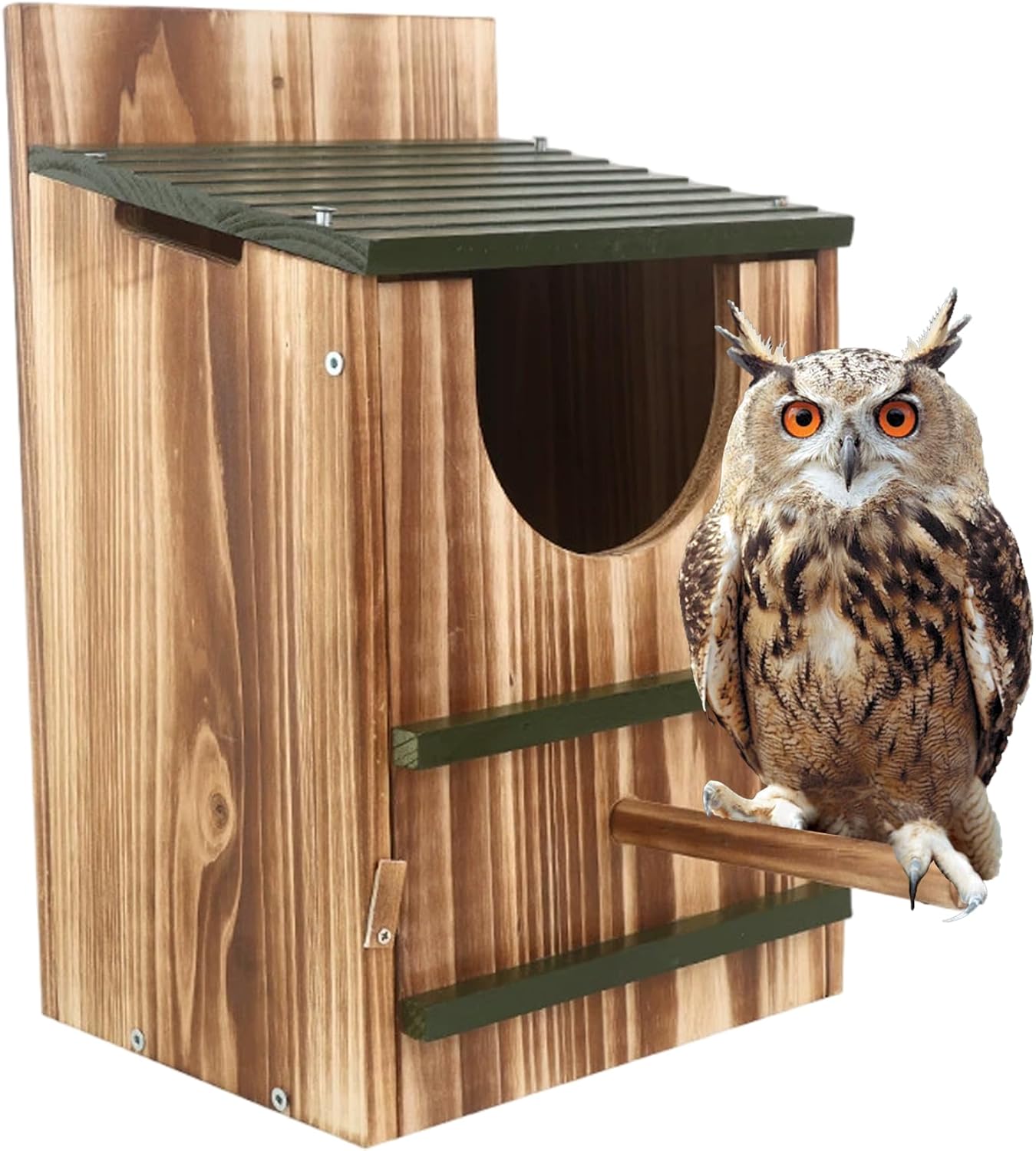 Owl House, Wooden Bird Houses for Outside, Owl Nesting Box with ...