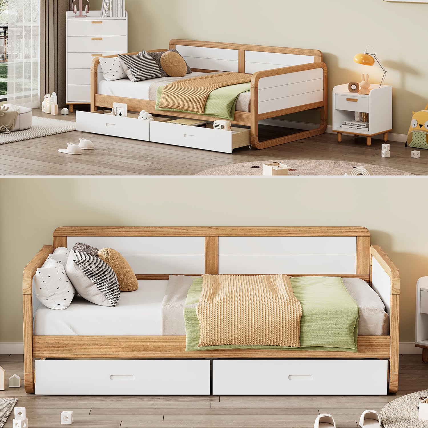 Amazon.com: Wood Daybed Twin Size with 2 Storage Drawers,Twin Size Day ...